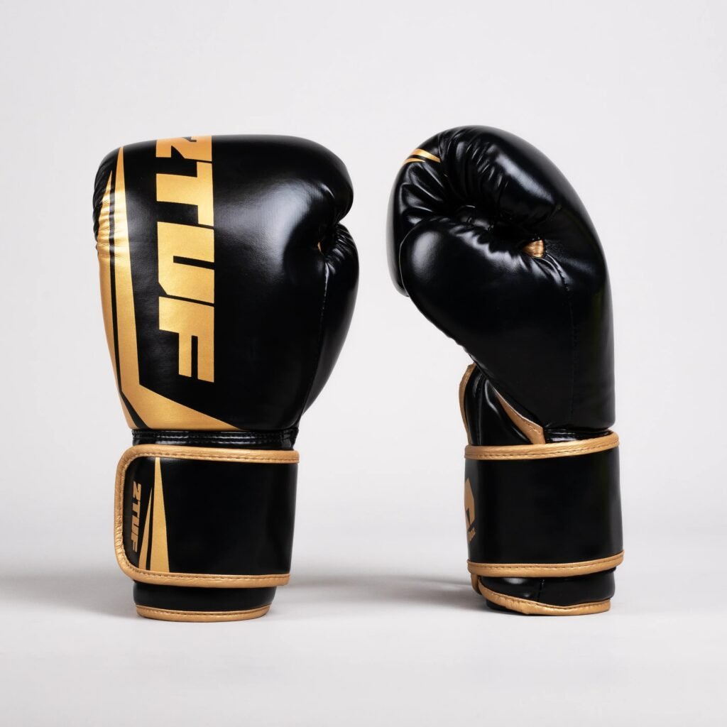 2TUF2TAP V1 Beginner's Boxing Gloves - Black/Gold - boxingkitjo